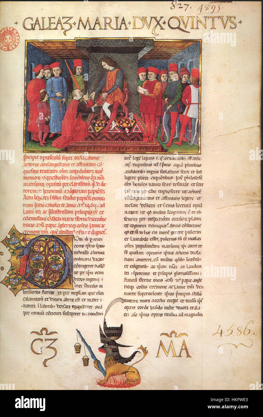 This painting depicts Galeazzo Maria Sforza, Duke of Milan, and his ...