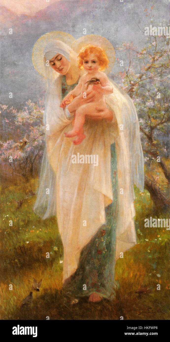 This religious painting, titled *Matka Boska* (Mother of God), portrays ...