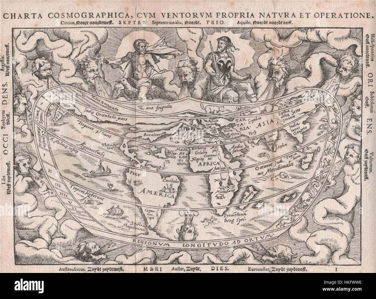 This world map, created by Petrus Apianus in 1524 and updated in 1564 ...