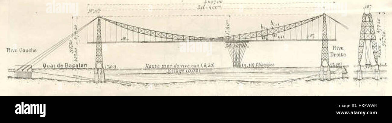 This is a detailed plan of the Bordeaux Transbordeur Bridge, an iconic ...