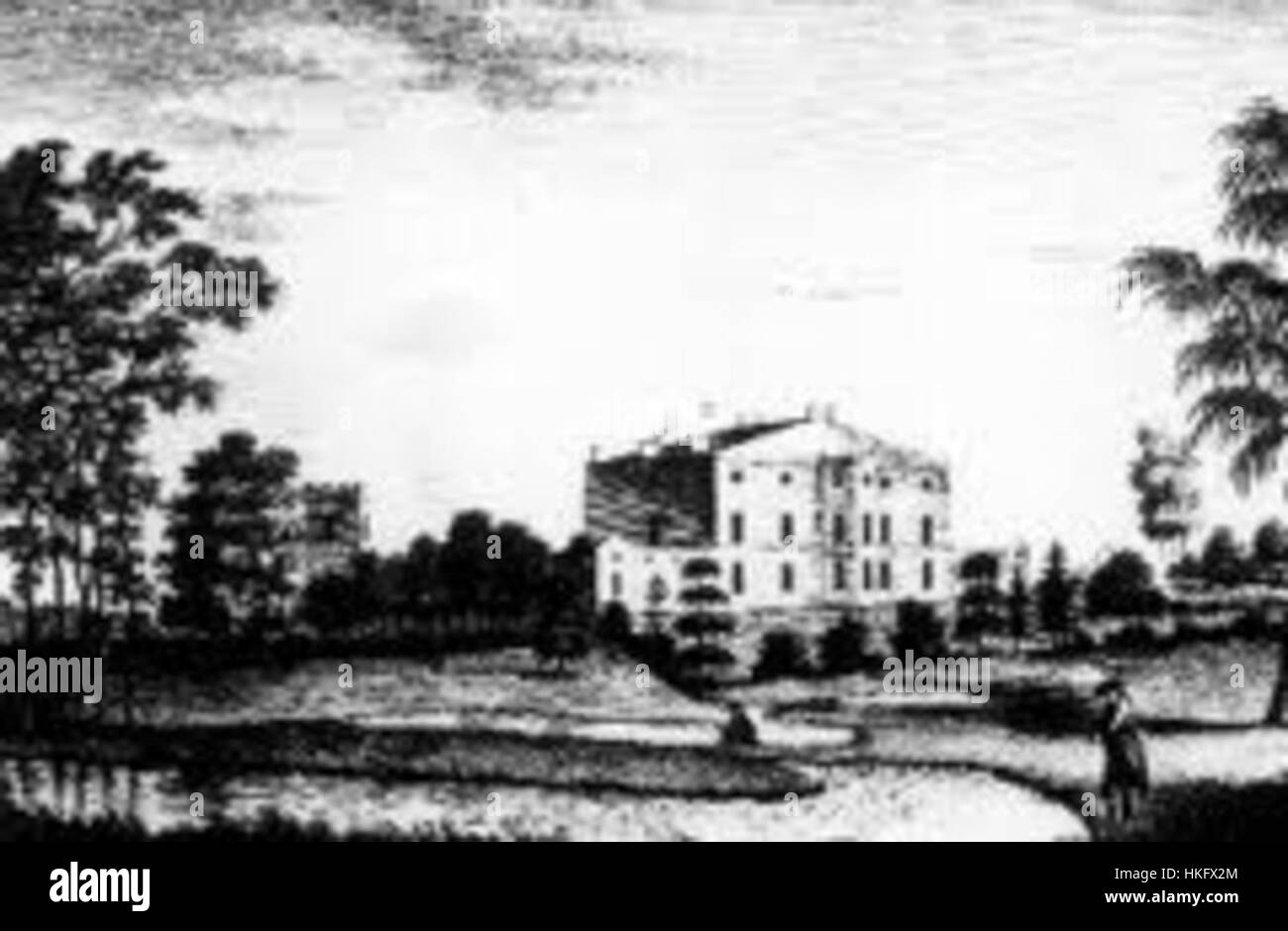 This artwork depicts Wanlip Hall in Leicestershire, England, home to ...