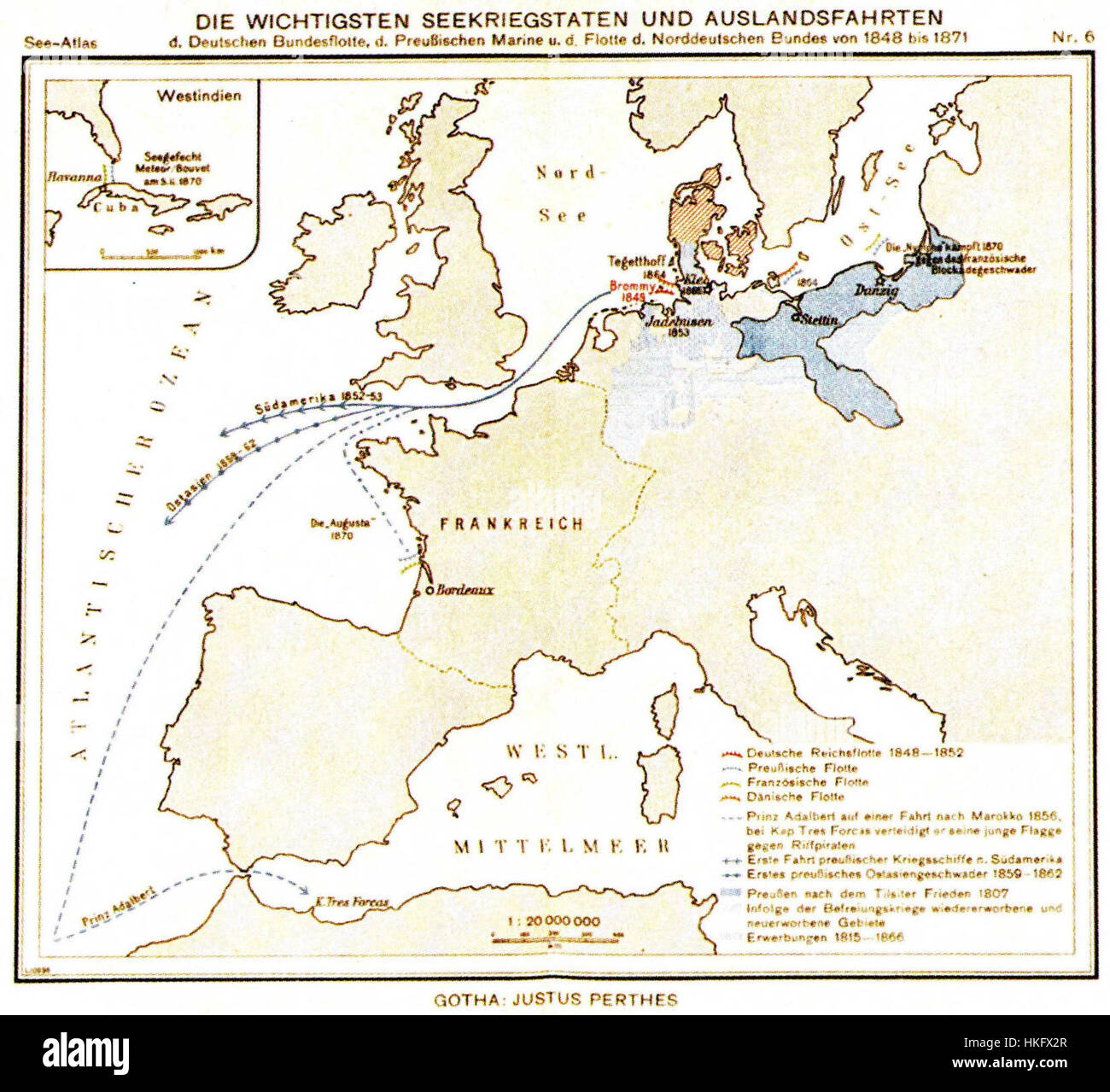 This map, titled 'Deutsche Marine Karte,' offers a nautical depiction ...