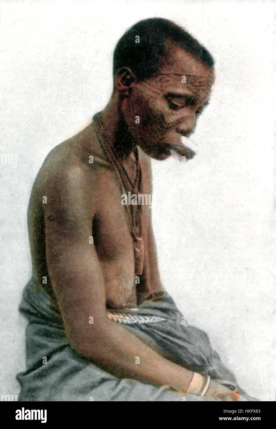 This artwork, titled 'Marambwefrau mit reichem Narbenschmuck,' depicts ...