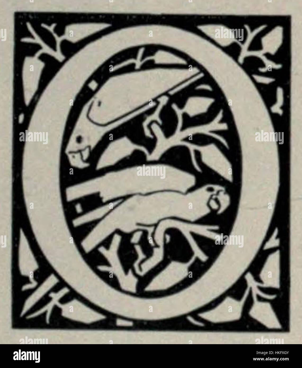 This artwork features a detailed and ornate illuminated letter 'O' from ...