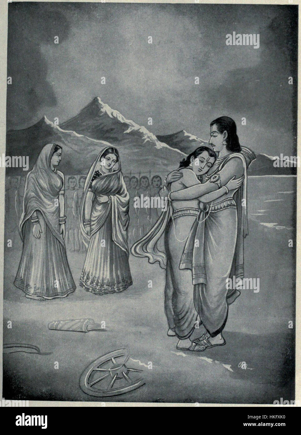 This artwork depicts the moment when Arjuna, a prominent figure from ...