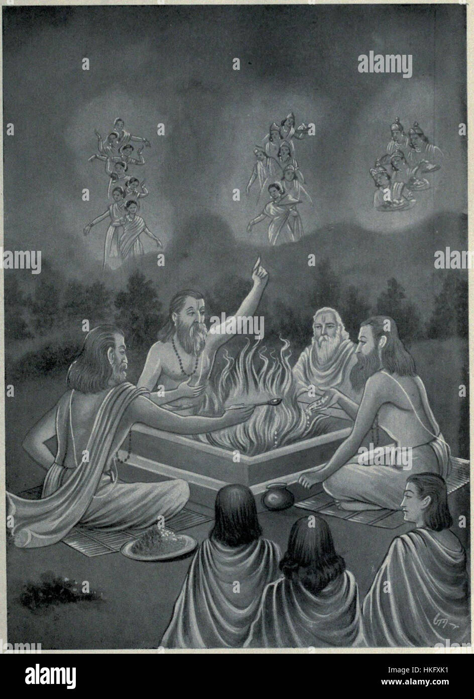 The 'Vow of Agastya at his Yajna' painting depicts the Hindu sage ...
