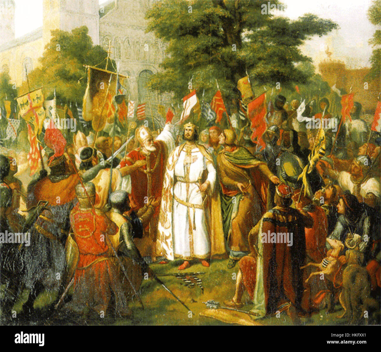 This historical artwork depicts Adhemar of Le Puy, the French bishop ...