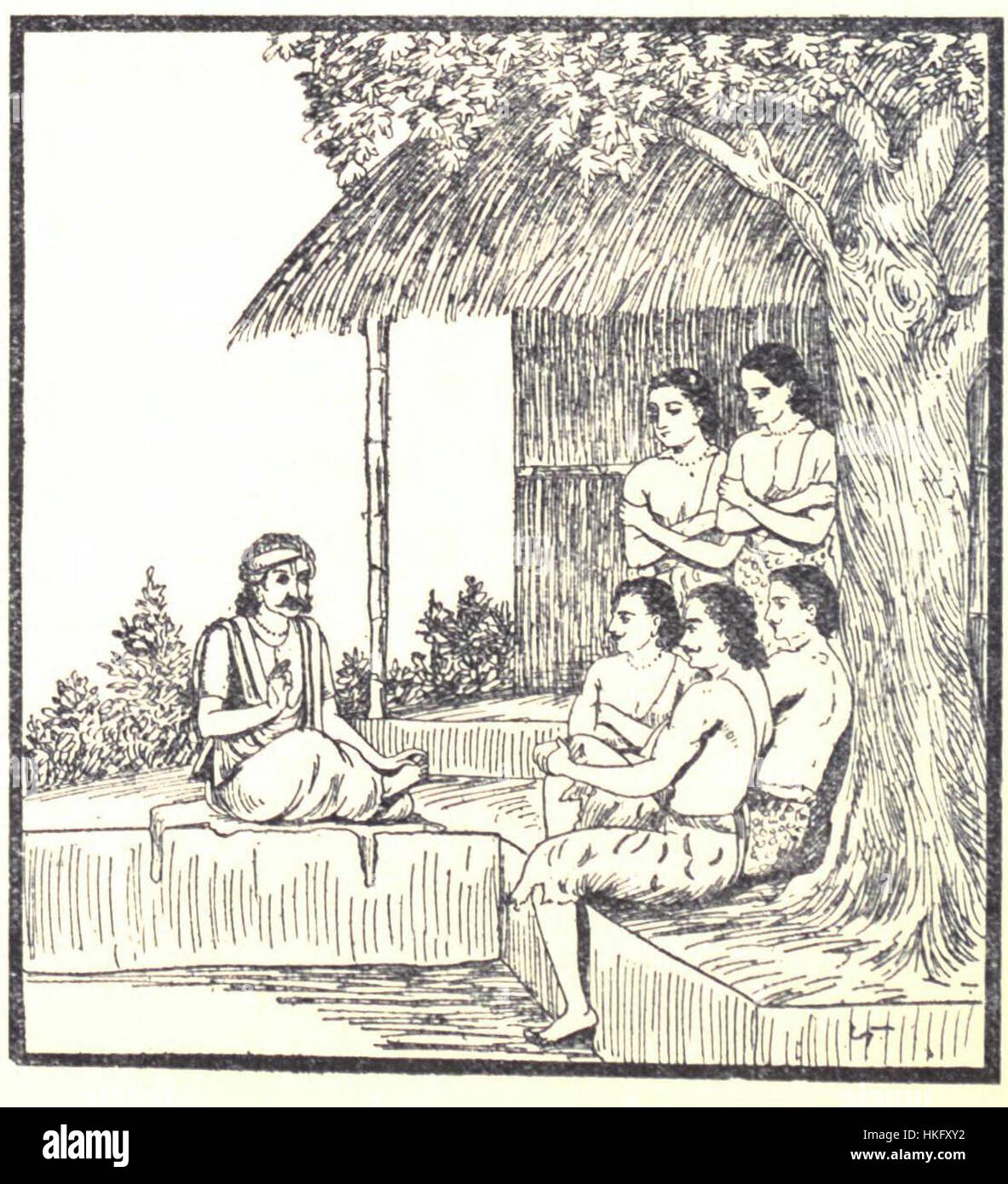 This artwork depicts the moment when Maharaja Drupada's Purohit meets ...