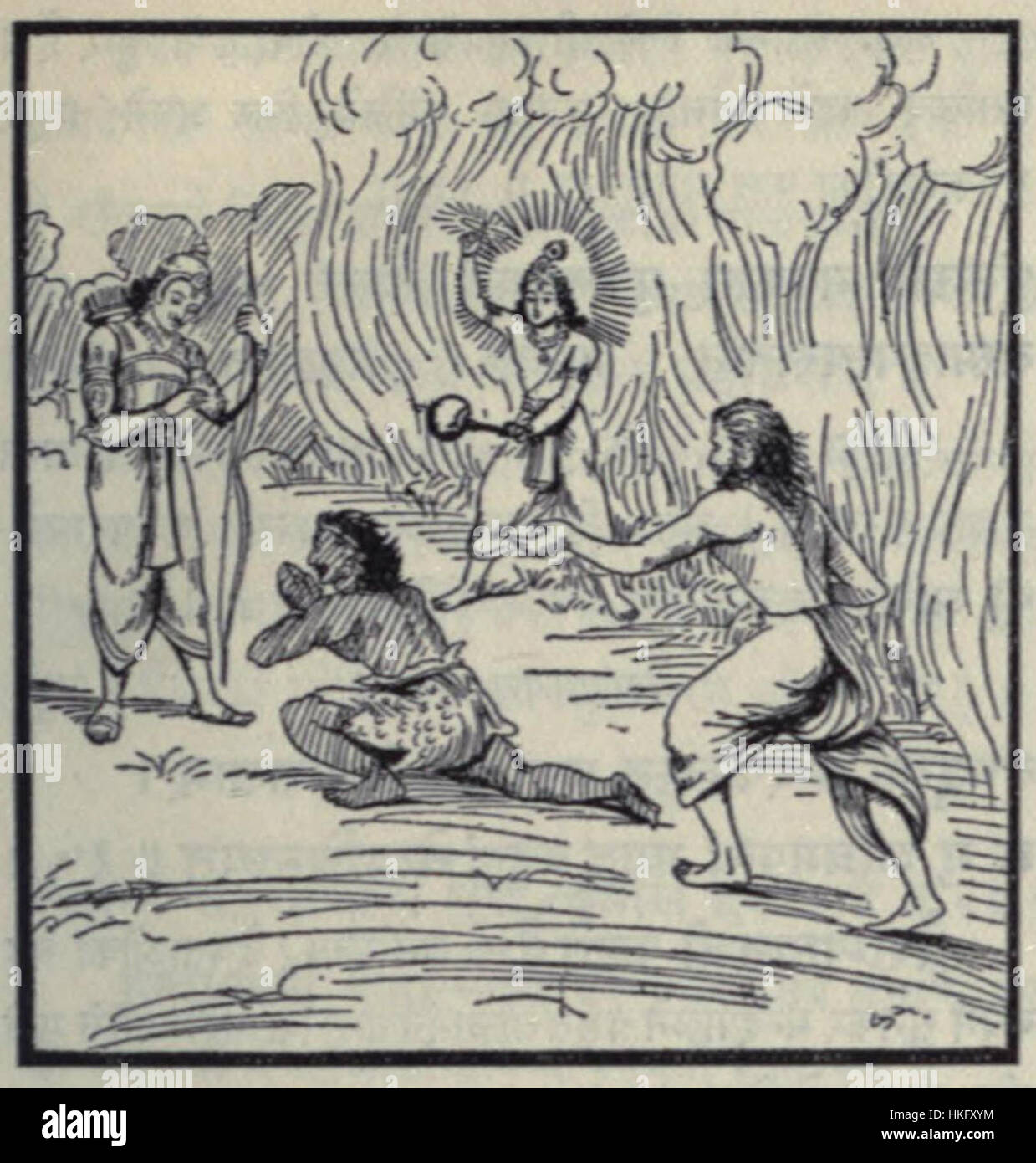 This artwork illustrates the mythological meeting of Mayasur and Arjun ...