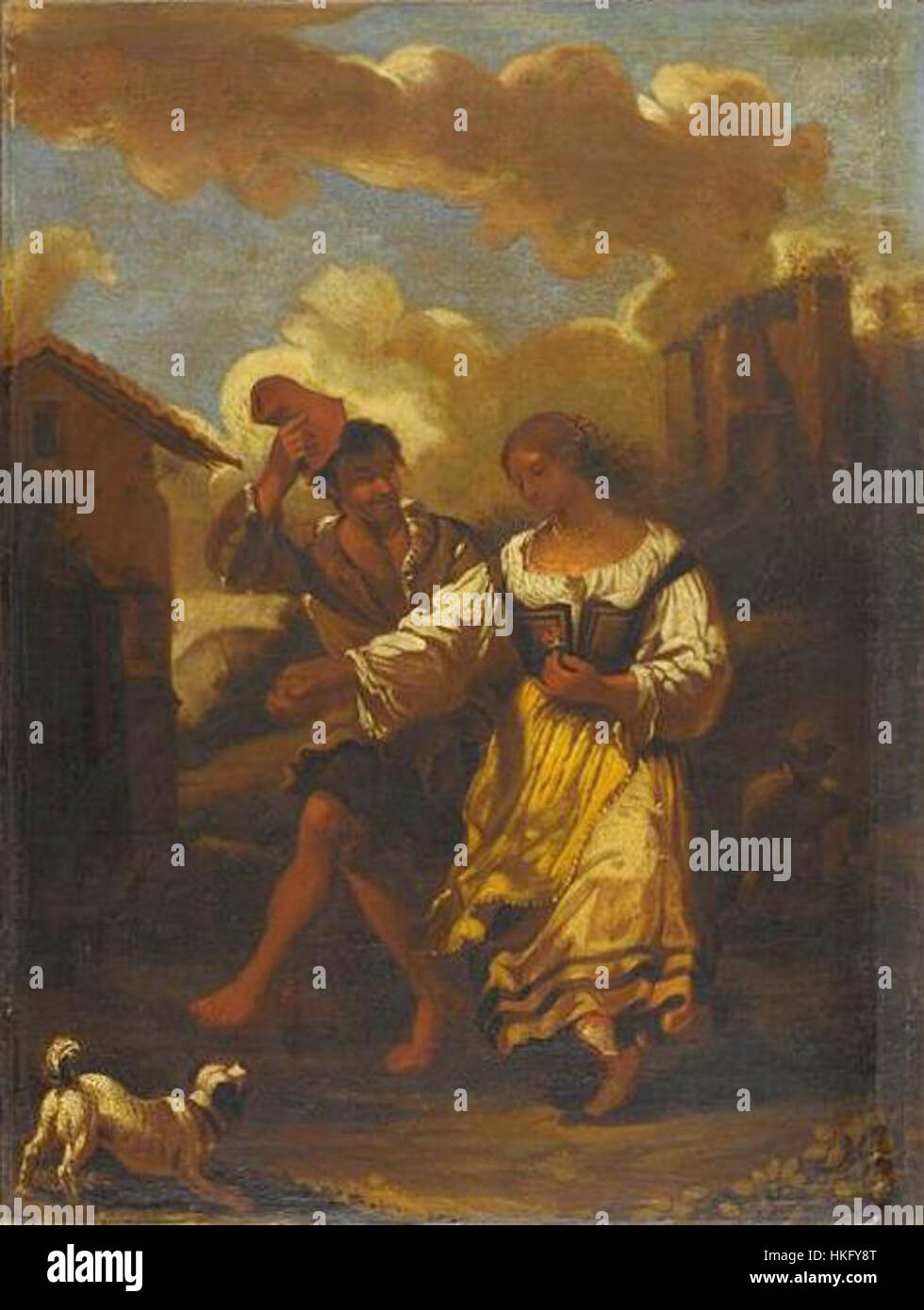 A painting depicting the 'Saltarelle Romaine,' a traditional Italian ...