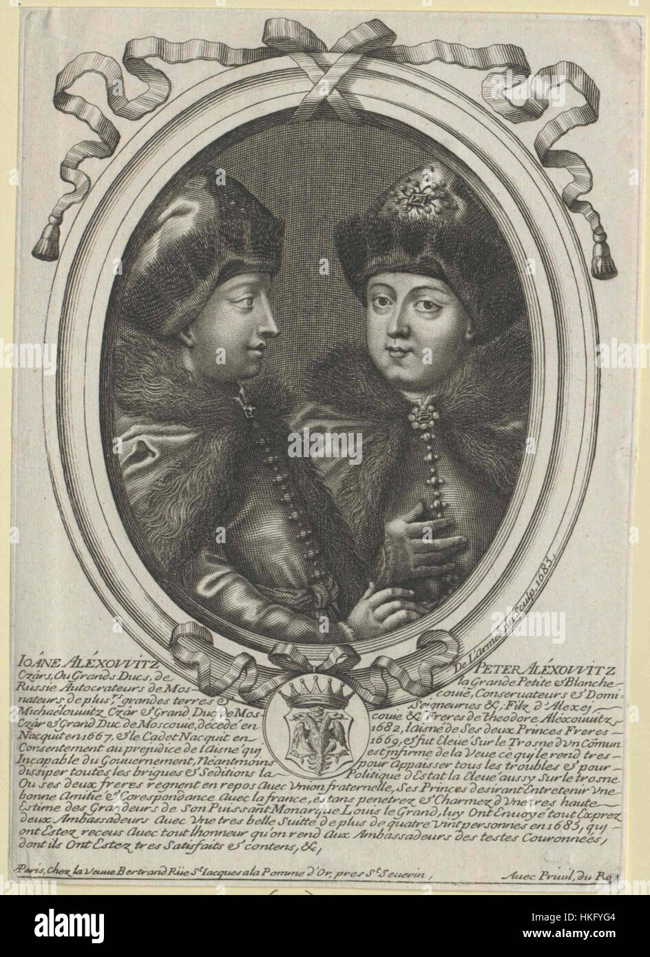 The painting ‘Ivan V with Peter I’ from 1685 depicts Russian Emperors ...