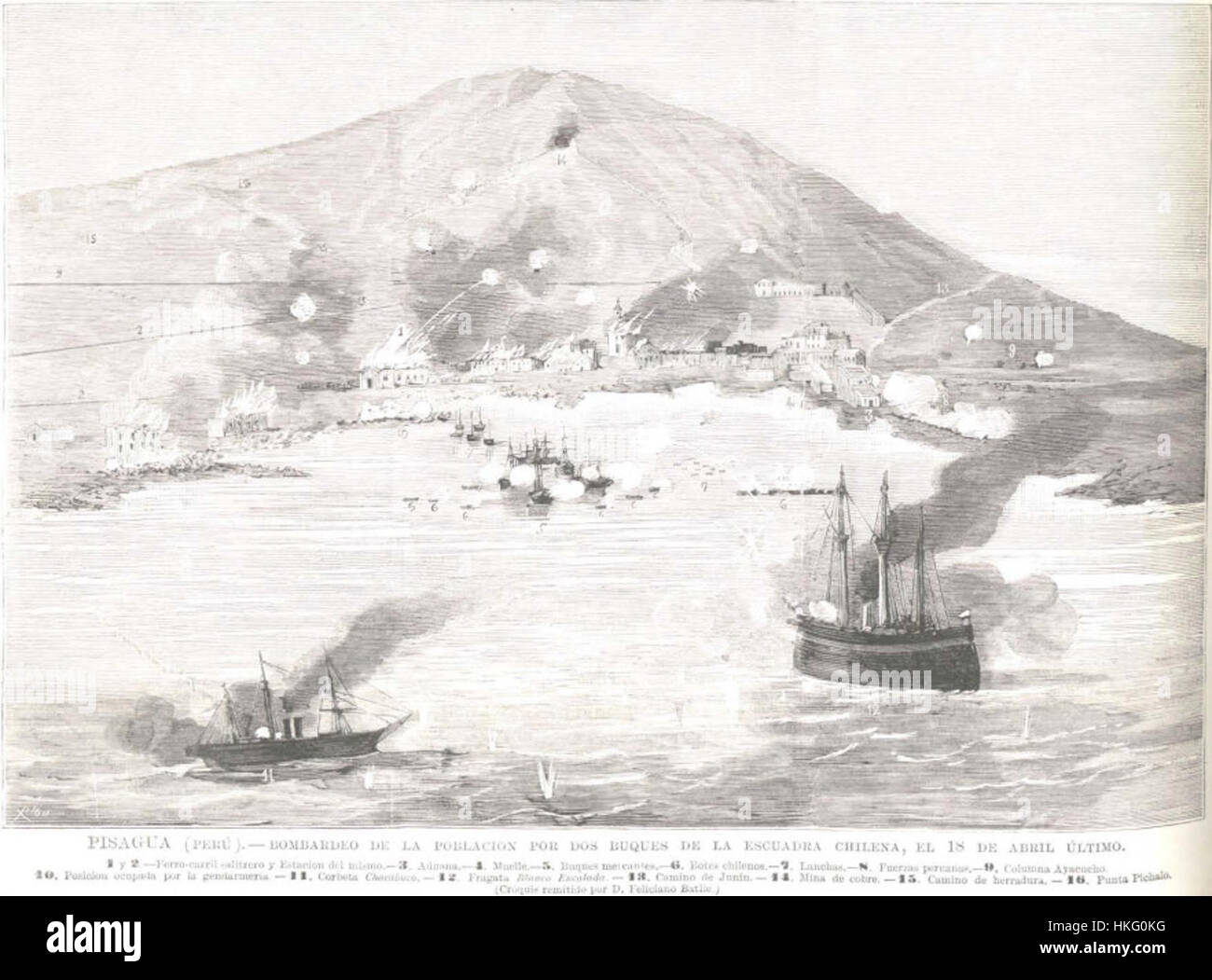 This painting depicts the bombardment of Pisagua, a key event during ...