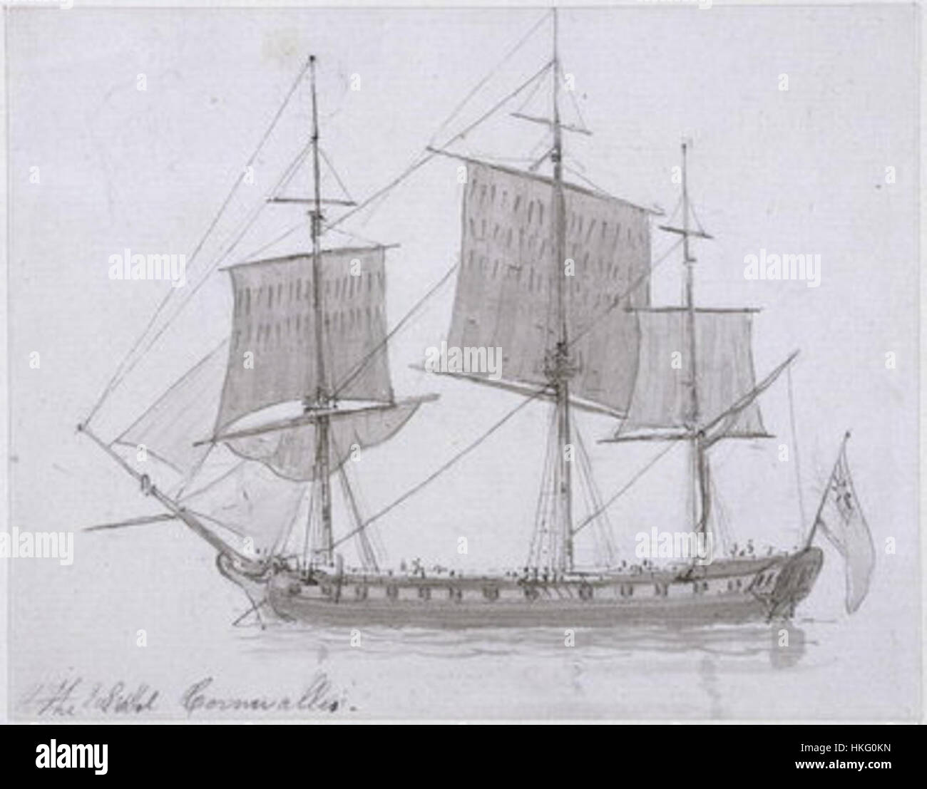 This oil painting depicts the 'Earl Cornwallis', an Indiaman ship ...