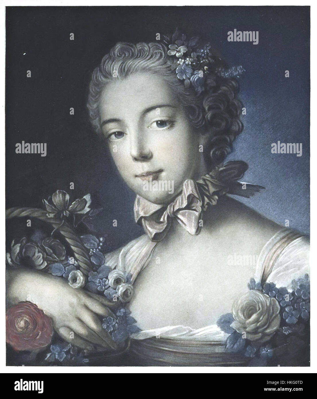 A masterpiece painting by François Boucher, titled 'Portrait de jeune ...