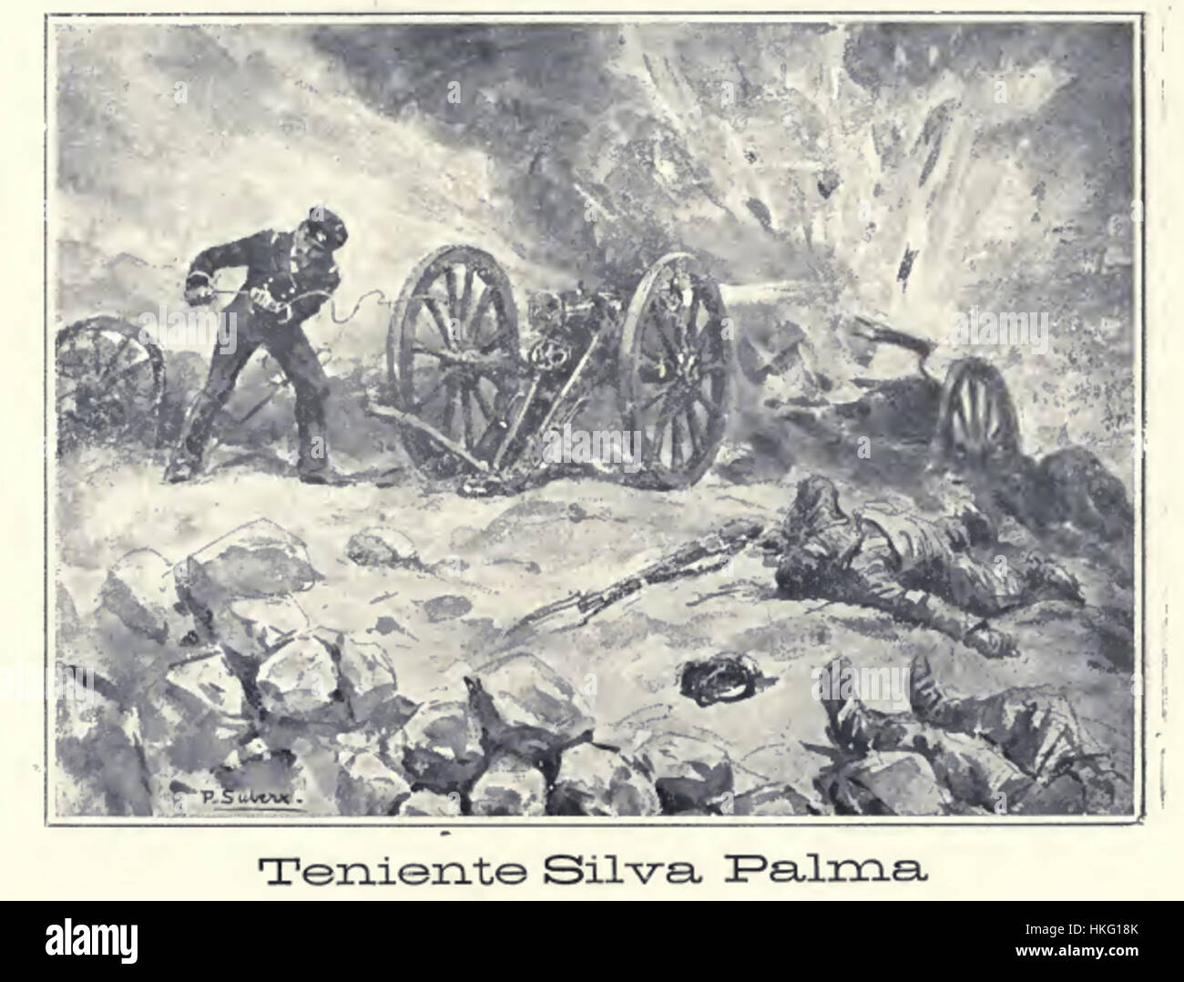 This portrait depicts Teniente Silva Palma, a military officer from the ...