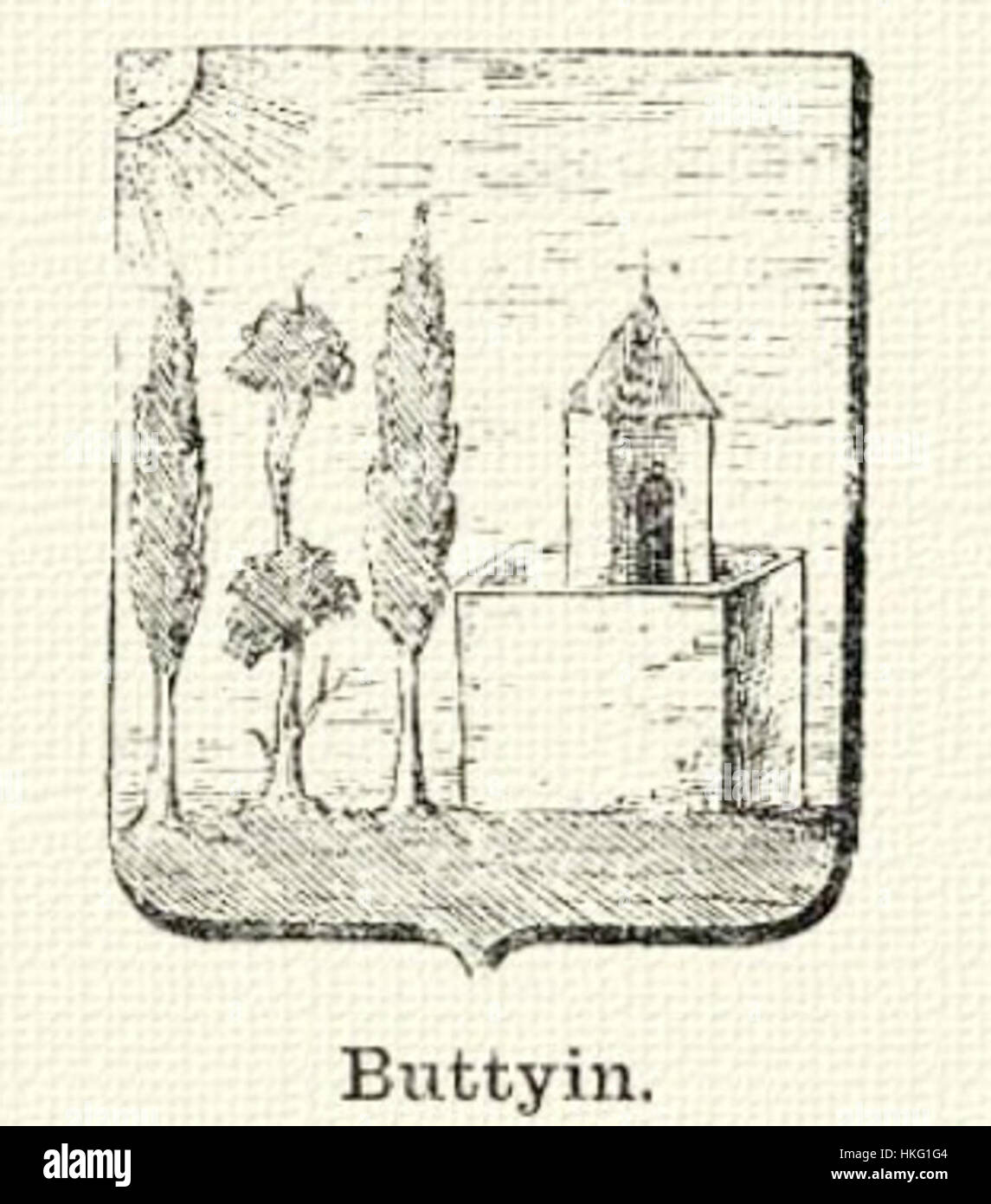 This 19th-century work showcases the coat of arms of Buteni in Arad ...