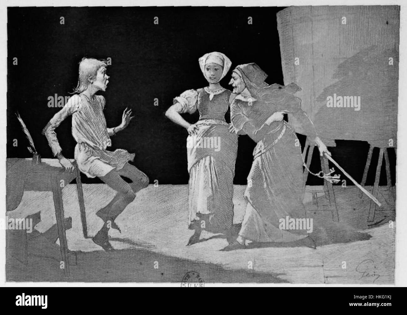 This artwork, *Farce du cuvier*, illustrates a comedic scene based on ...