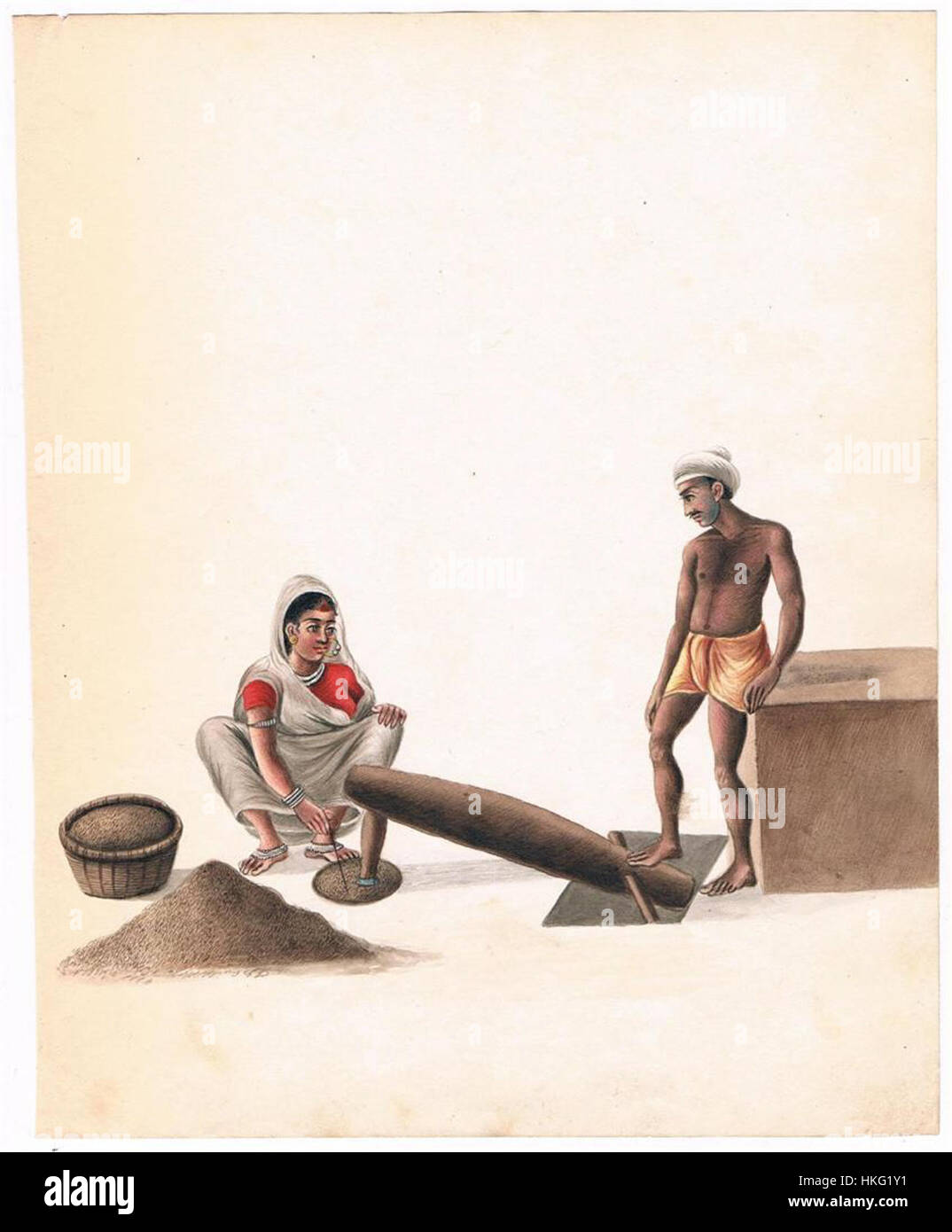 'Bruiser of Grain,' an oil painting capturing the traditional process ...