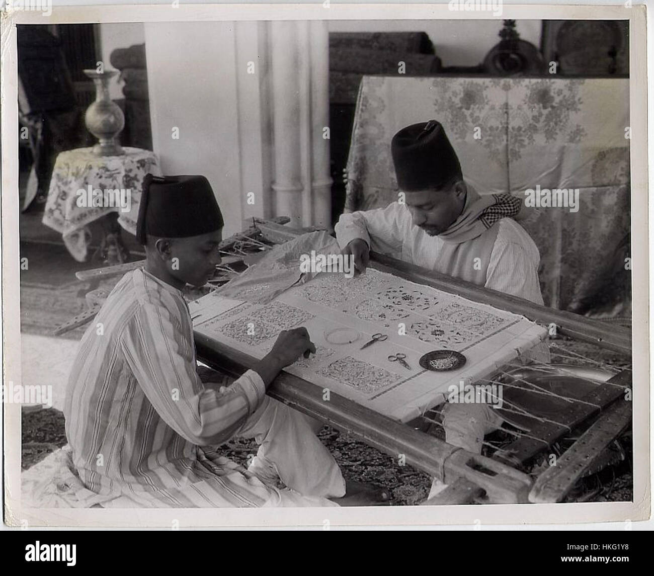 This painting or artwork portrays men engaged in work while women are ...