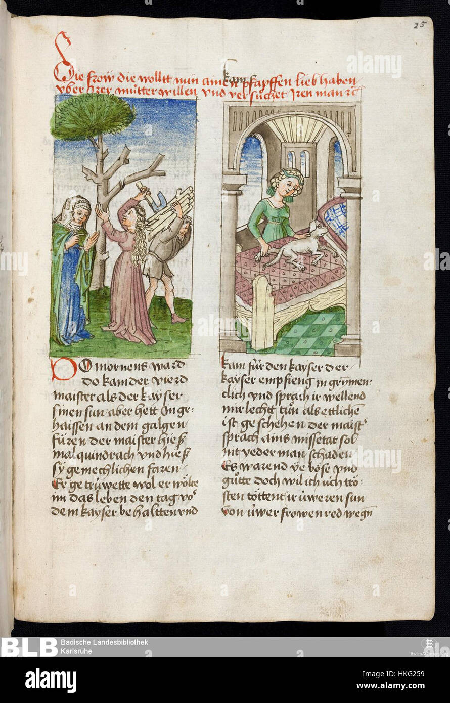 This manuscript page from *Gesta Romanorum*, housed in Donaueschingen ...