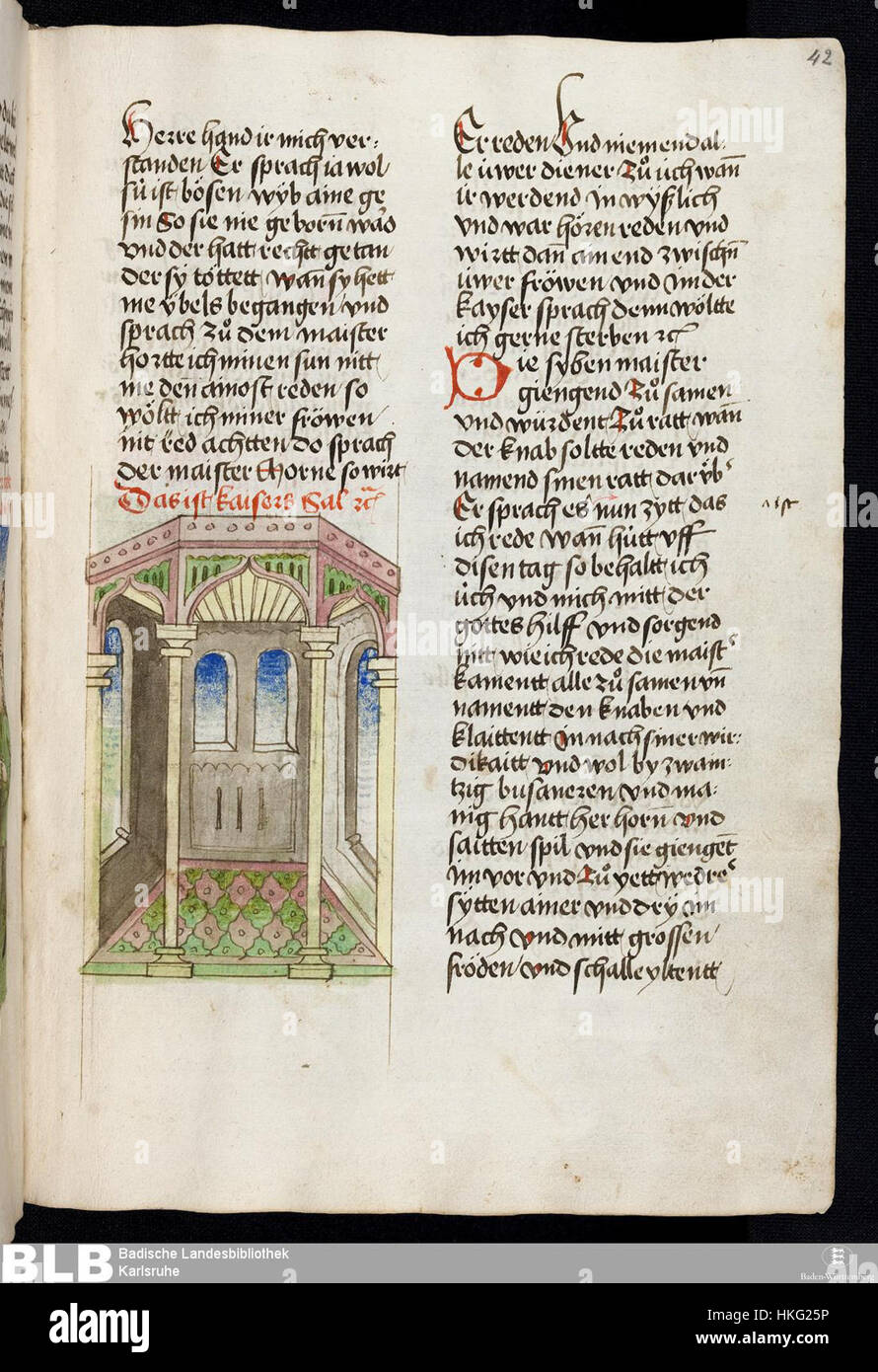 This medieval manuscript, Gesta Romanorum, features a richly detailed ...