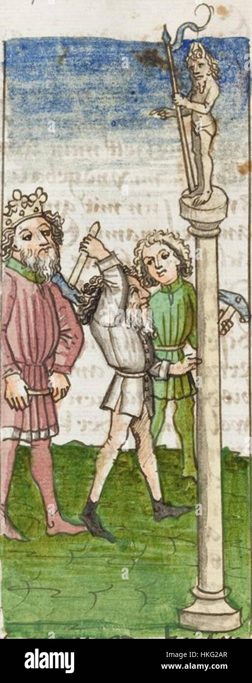 This illustration from the *Gesta Romanorum*, a medieval collection of ...