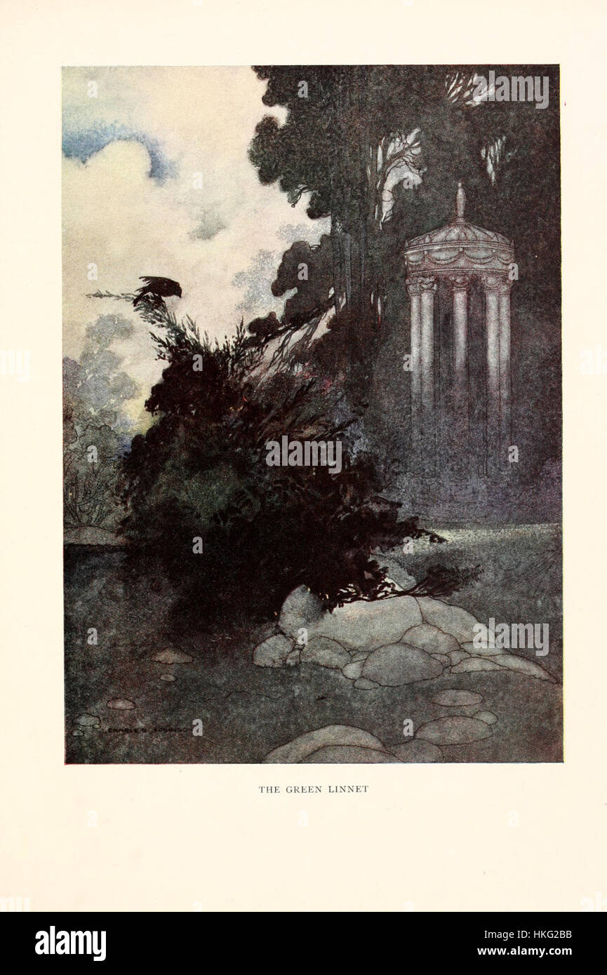 This painting of the Green Linnet bird captures the delicate features ...