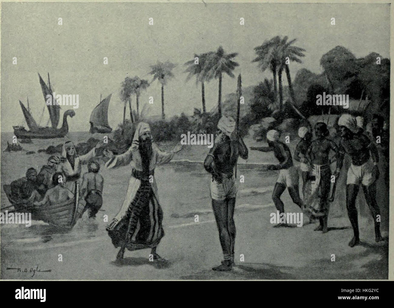 This artwork depicts the *arrival of Jewish pilgrims at Cochin, A.D. 68 ...