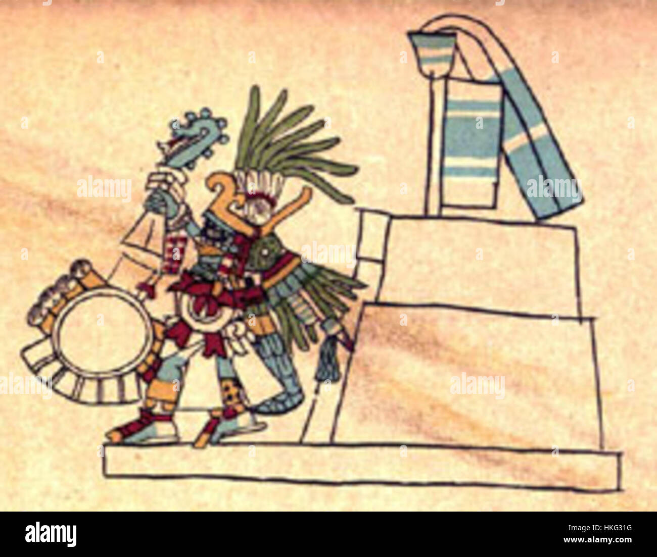This artwork depicts Huitzilopochtli, the Aztec god of war and the sun ...