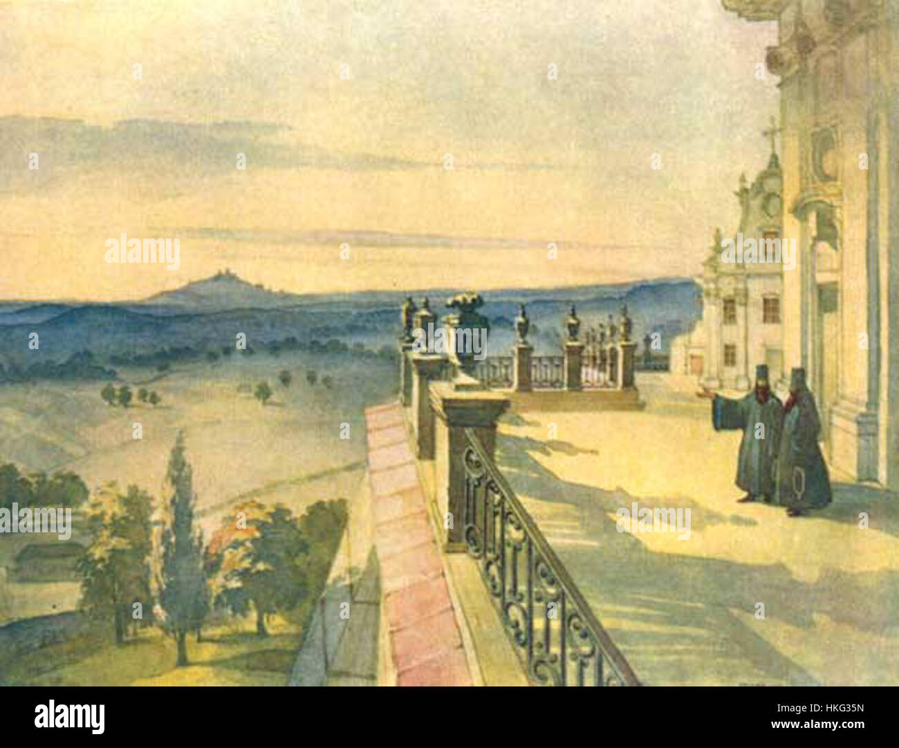 A landscape painting by Taras Shevchenko, titled 'Vyd na okolyci z ...