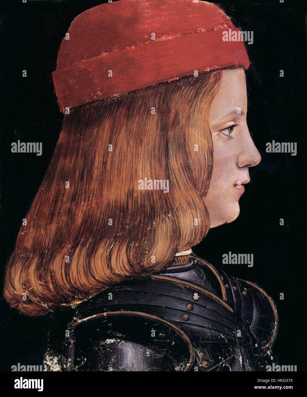 This portrait of Massimiliano Sforza, created by G.A. de Predis, is ...