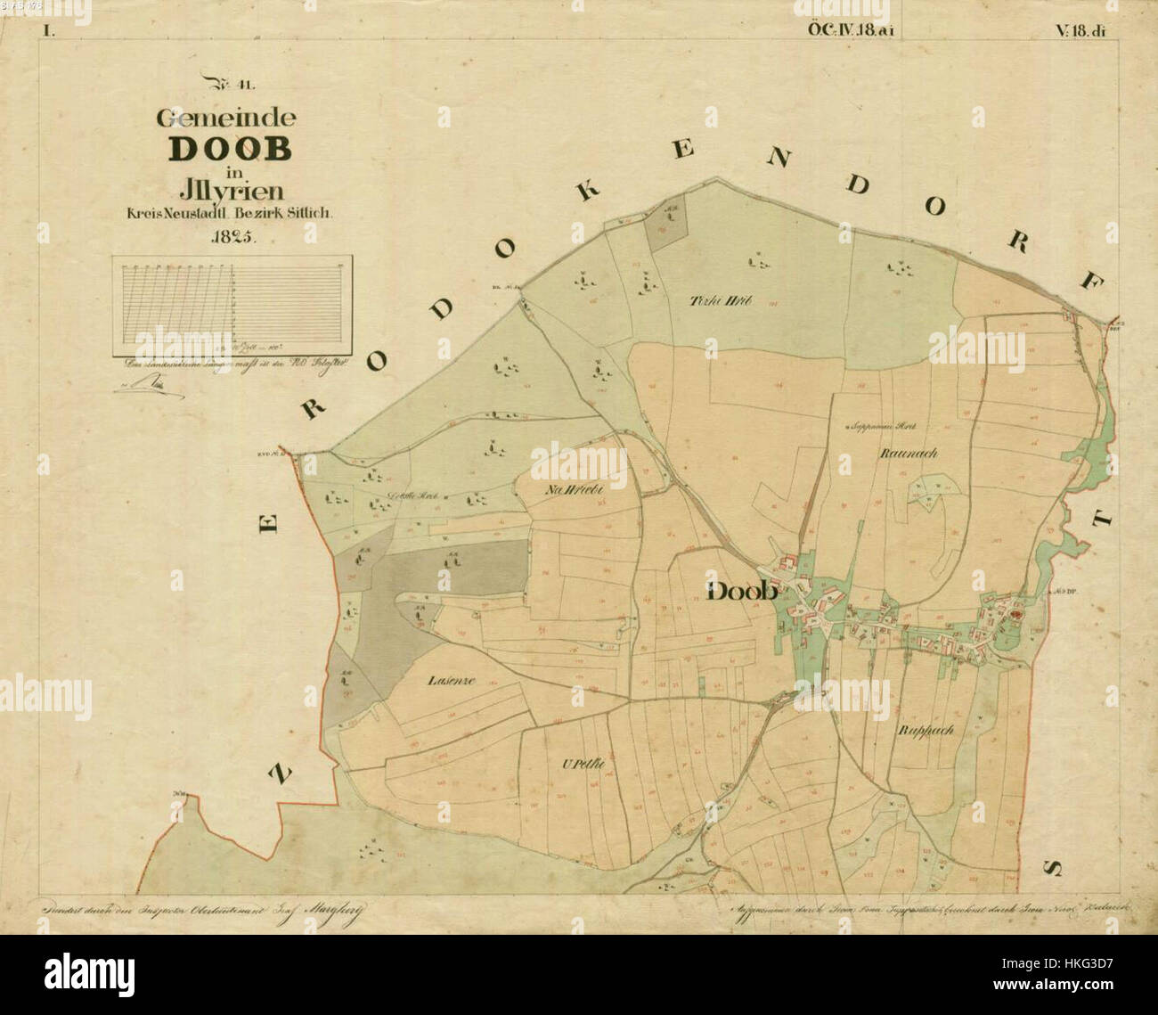 The 'Dob Francisejski Kataster' is an early 19th-century cadastral map ...