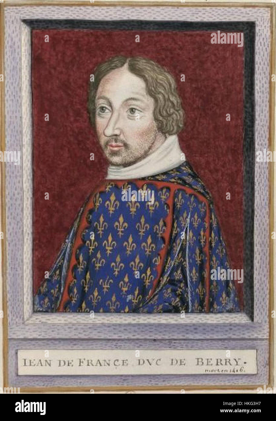 A portrait of Jean Ier de Berry, a French nobleman and patron of the ...