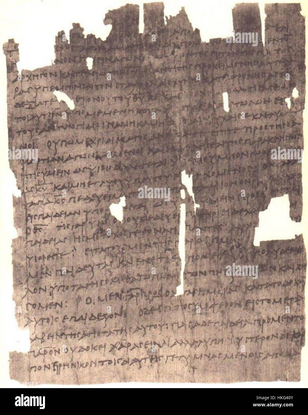 A fragment of Papyrus 13, held at the British Library, containing part ...