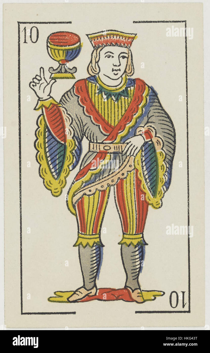 This 1860 painting, titled 'Jack of Cups' from the Jeu d'Aluette series ...