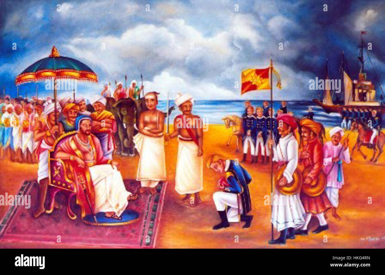 The painting 'Kulachal' portrays a dramatic scene in an Indian cultural ...