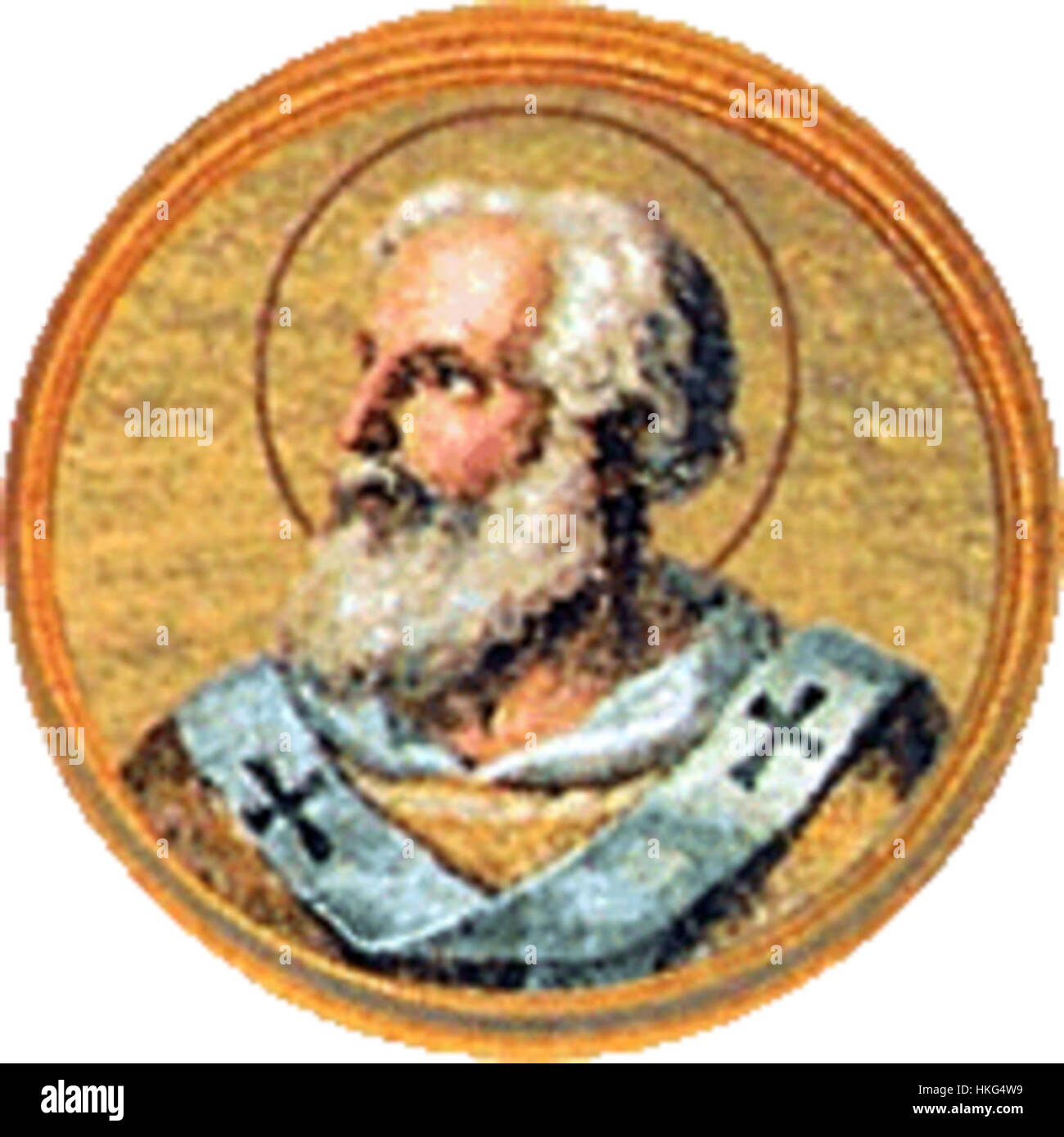 This portrait of *Pope Agapito I* captures the 6th-century religious ...