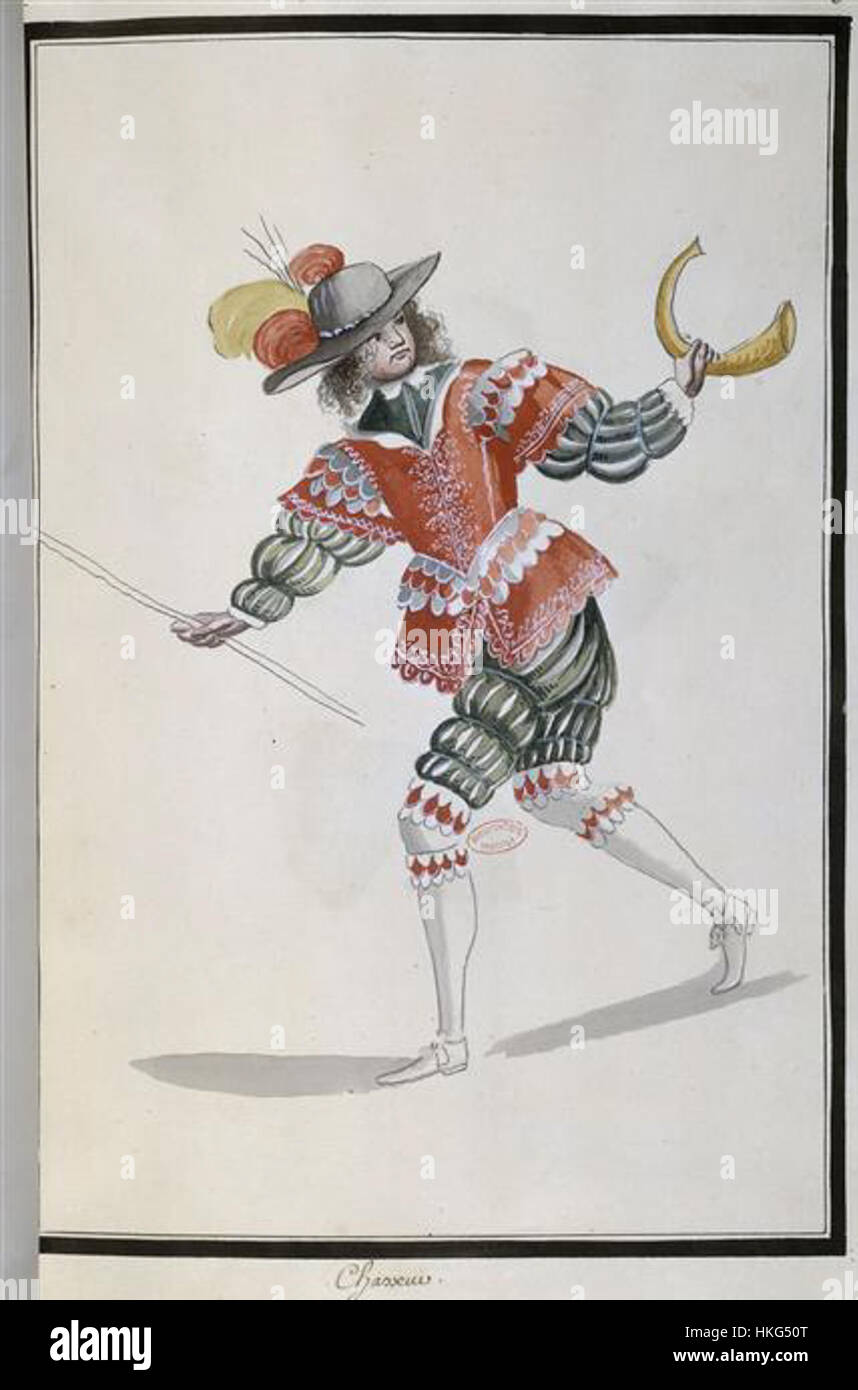This painting illustrates the costume of a joyous figure in the 'Ballet ...