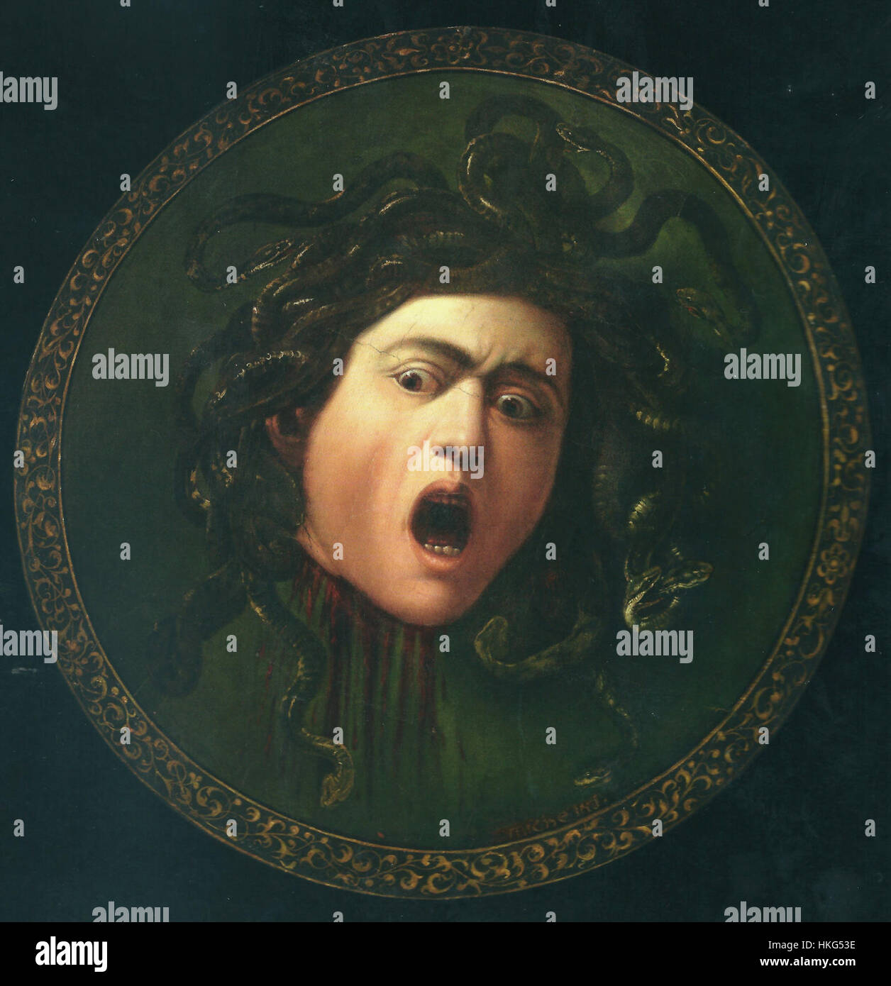 This artwork portrays the mythical figure Medusa, created by the artist ...