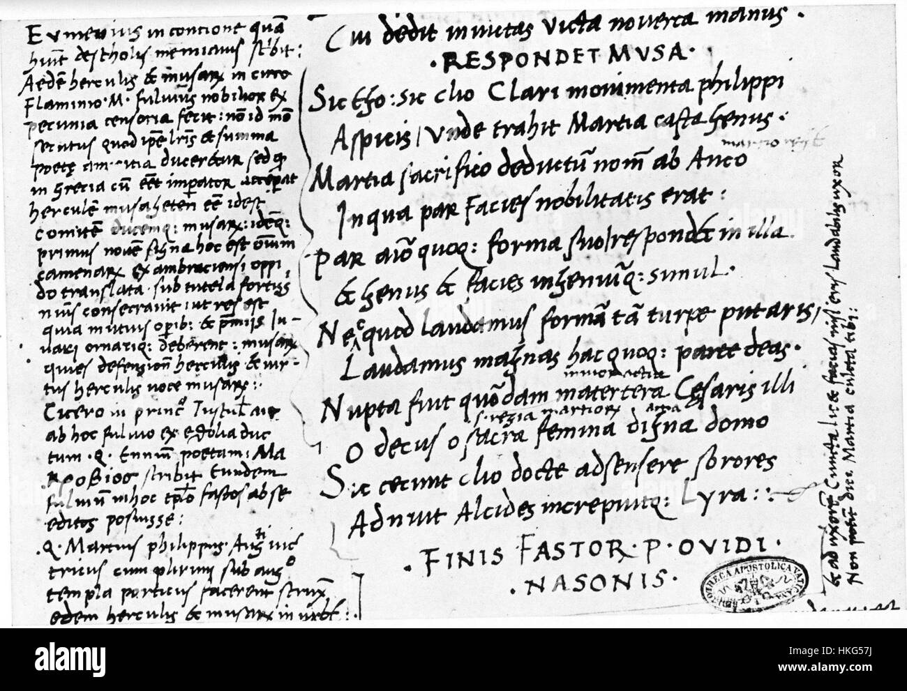 This image depicts a page from Ovid's 'Fasti,' an ancient Roman poem ...