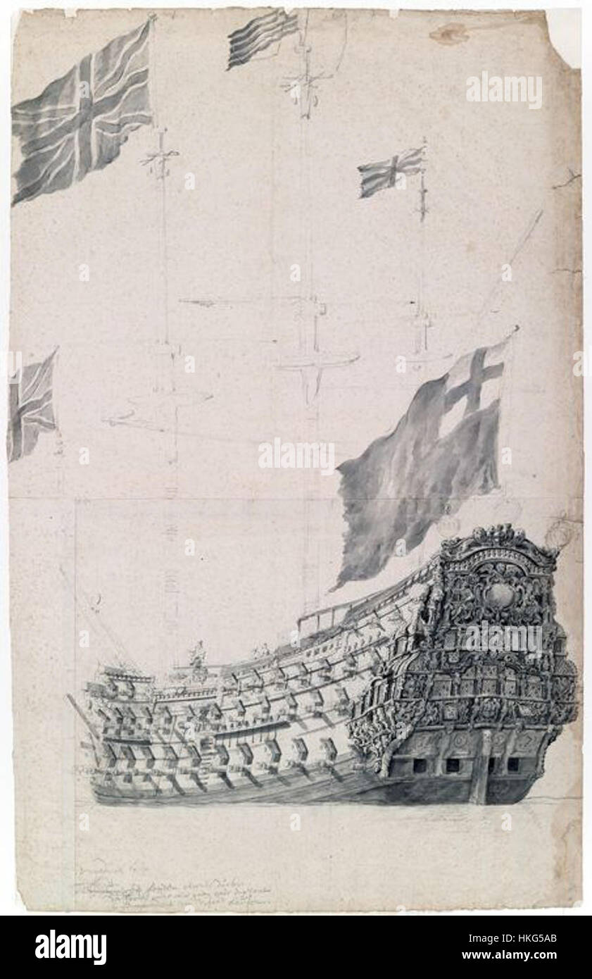 A 1656 painting depicting a stern view of a ship, illustrating the ship ...