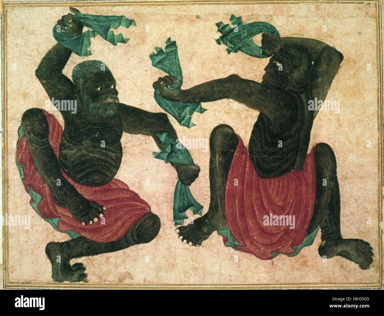 This artwork, titled 'Dancing Men' by Siyah Qalam, features a dynamic ...
