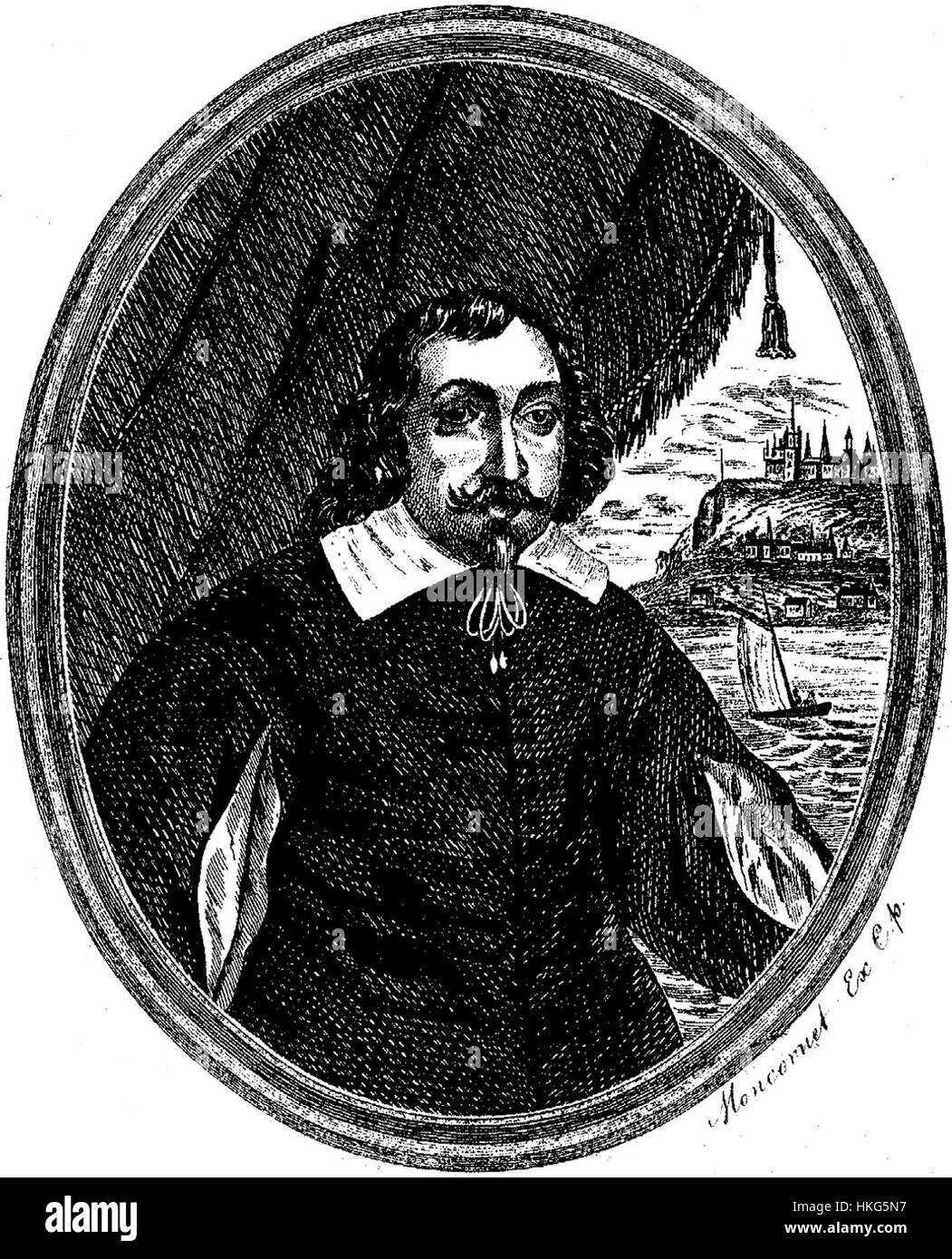 A historical portrait of Samuel de Champlain, the French explorer and ...