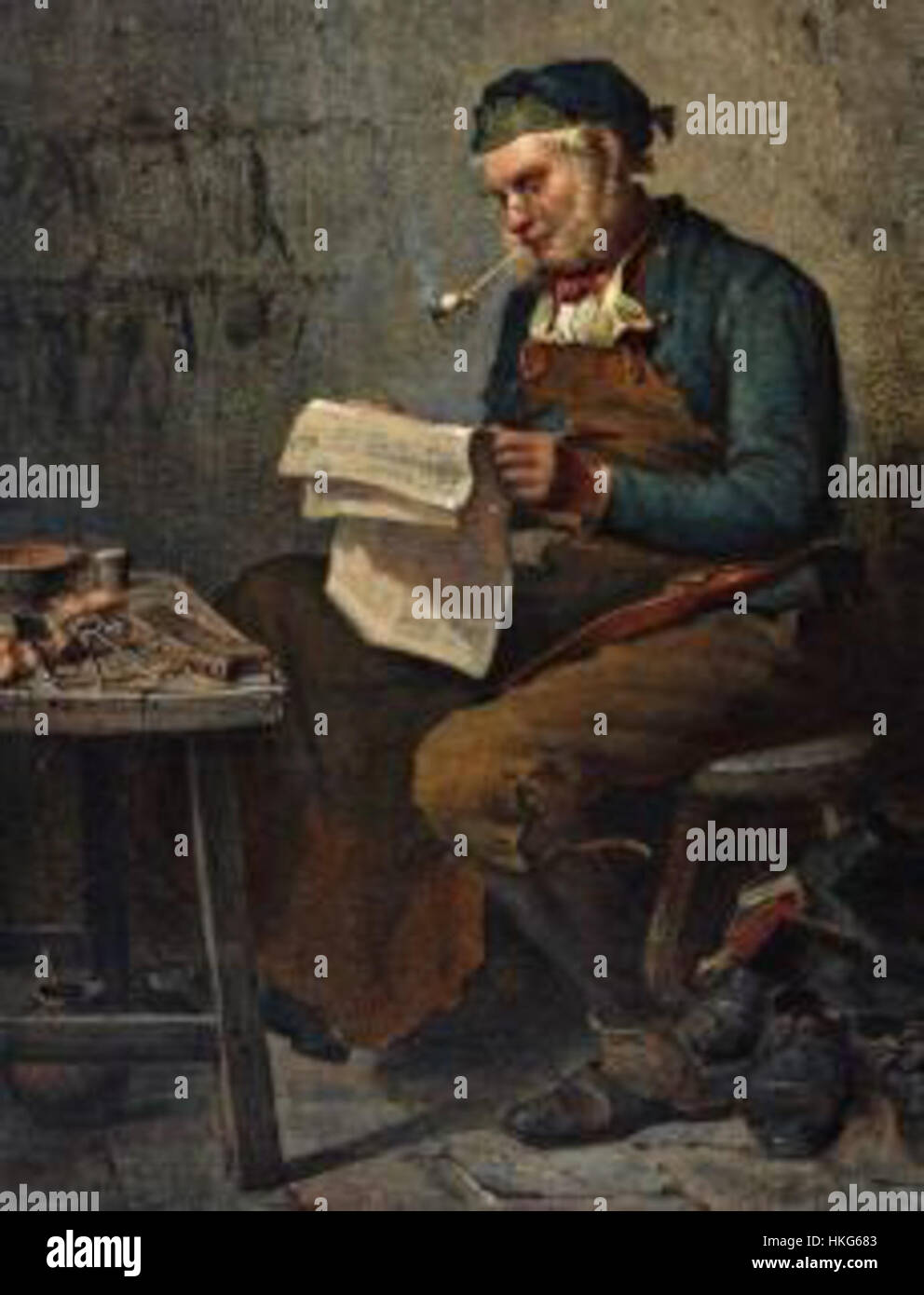 *De Schoenlapper* (The Cobbler) by *Jan Derk Huibers*, painted in 1867 ...