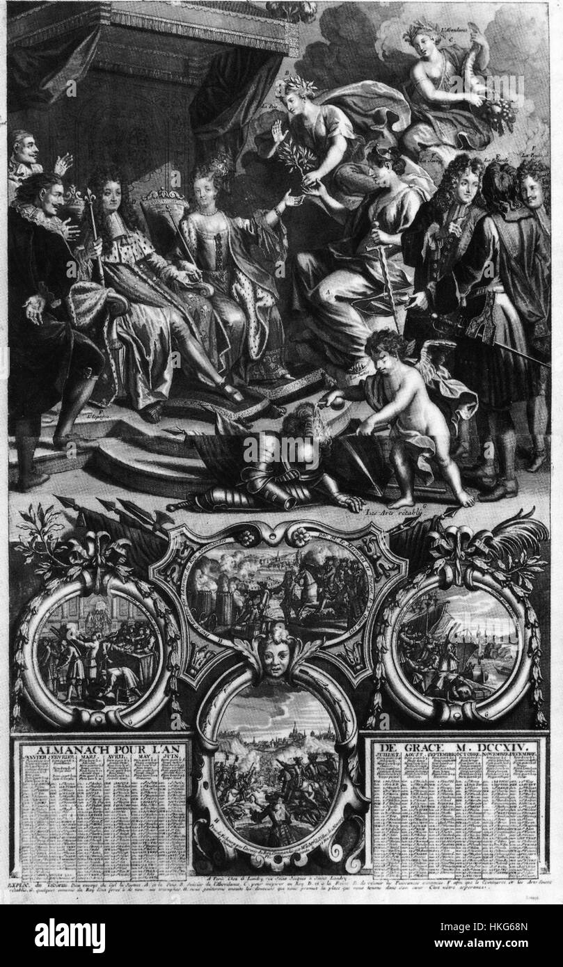 This allegorical engraving from the Almanach Royal of 1714 depicts the ...