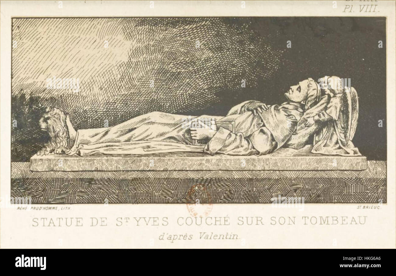 A historical depiction of Saint Yves in a 19th-century illustration ...