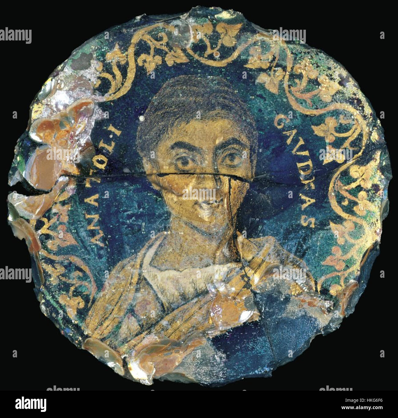 This gold glass portrait, housed at the Corning Museum of Glass, is a ...