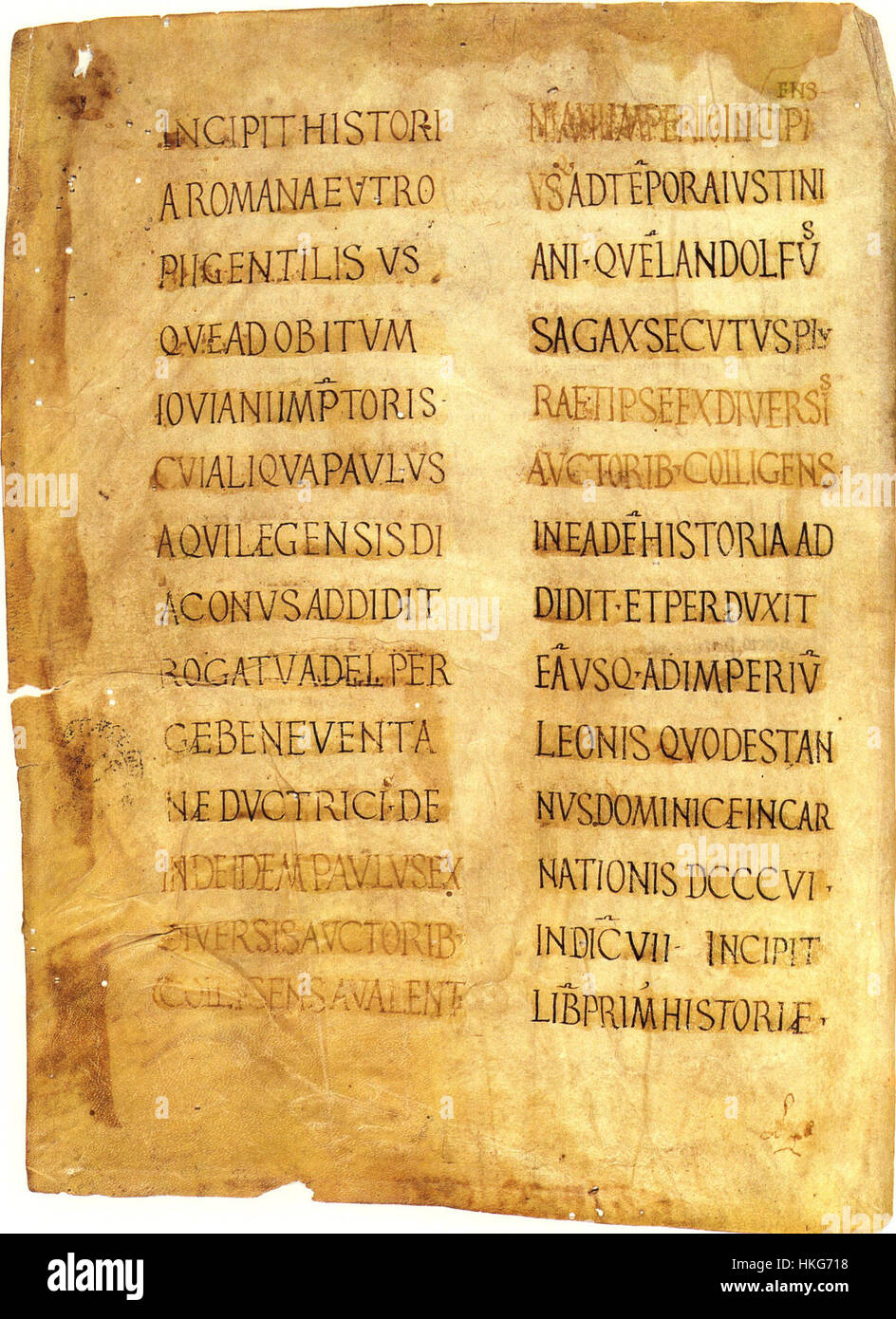 The front page of Eutropius’ 'Breviarium,' held in Vaticanus Palatinus ...