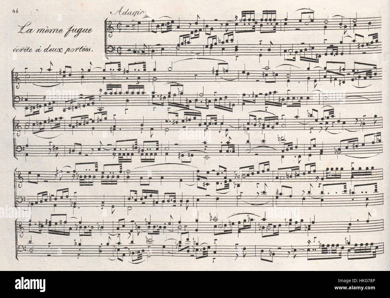 Reicha Fugue a 6 sujets, opening (2 staves), is a facsimile of an early ...