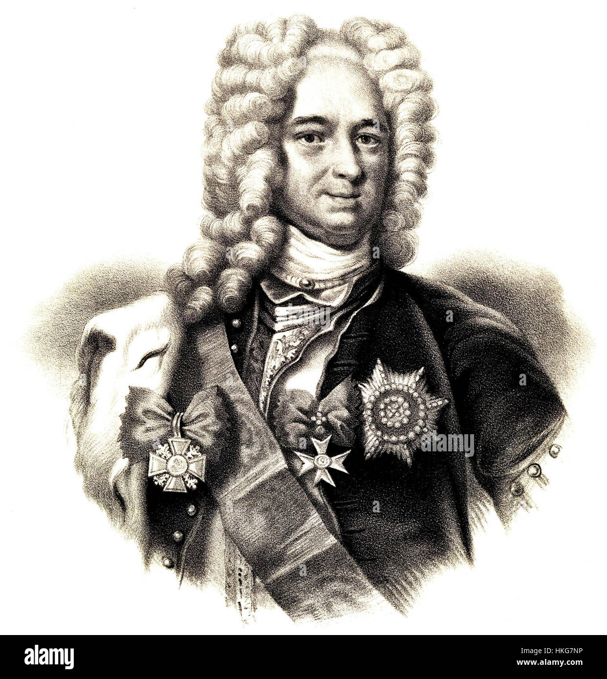 A portrait of Alexander D. Menschikow by Borel, showing the noble ...